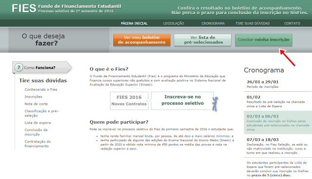 Passo a passo da conclusão da inscrição do Fies no SisFies • FUVESTIBULAR